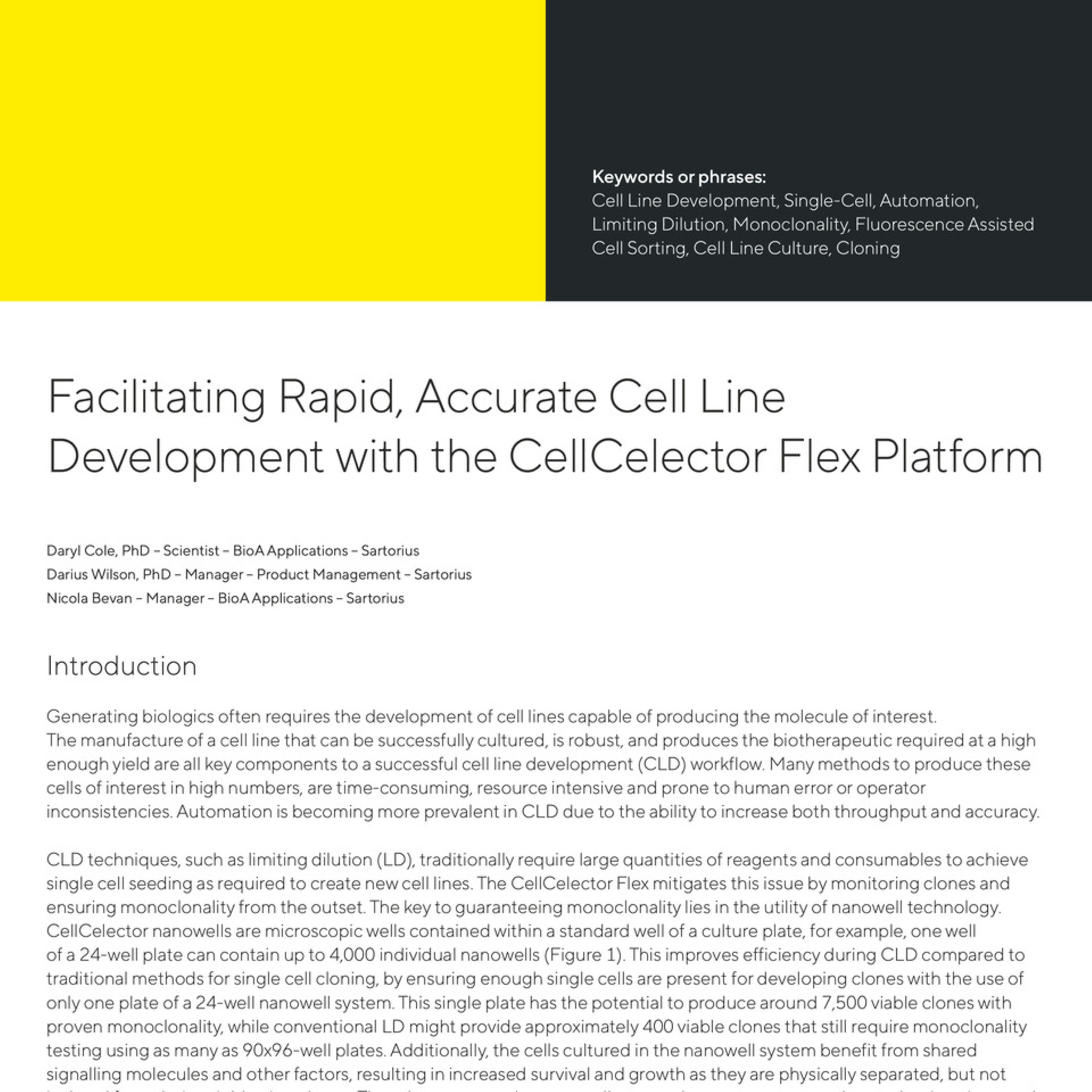 应用说明：使用CellCelector Flex推进快速准确的细胞系开发| 赛多利斯