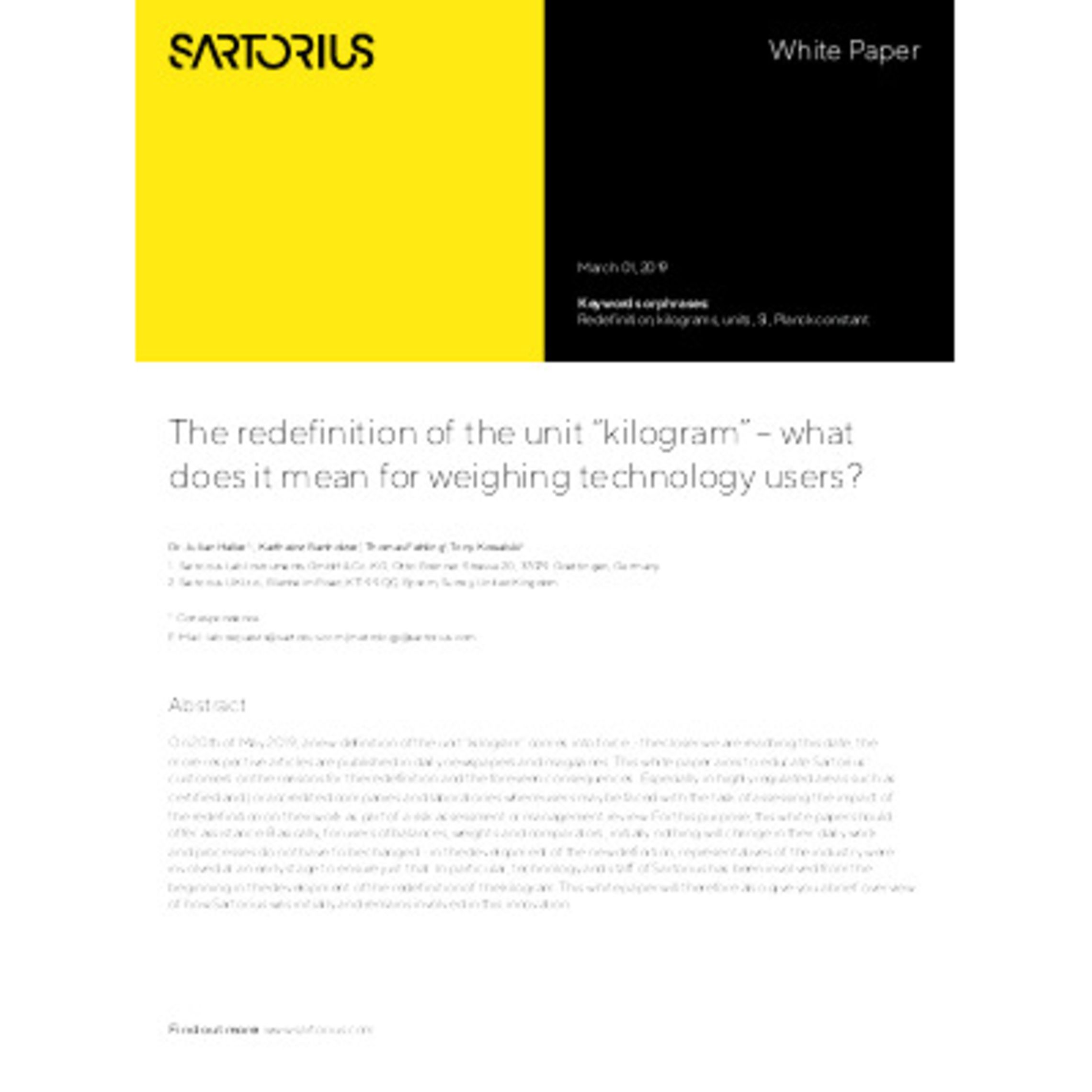 White Paper - The Redefinition of Kilogram